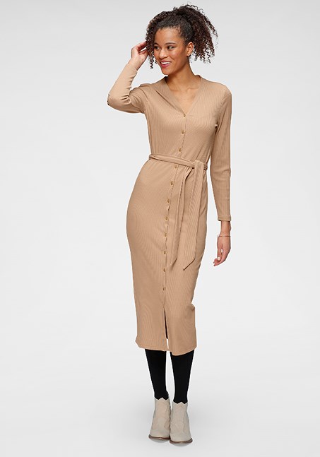 Button Down Ribbed Knit Dress