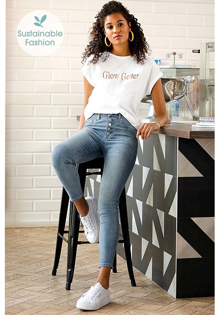 White Graphic Print Top