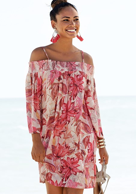 Red Printed Patterned Carmen Style Dress X29468 from LASCANA