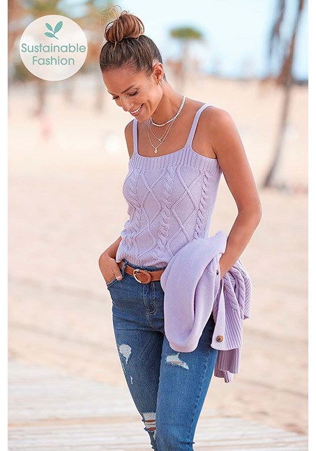 Lilac Knitted Sleeveless Top
