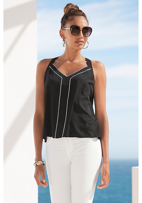Sleeveless Contrast Trim Top | LASCANA