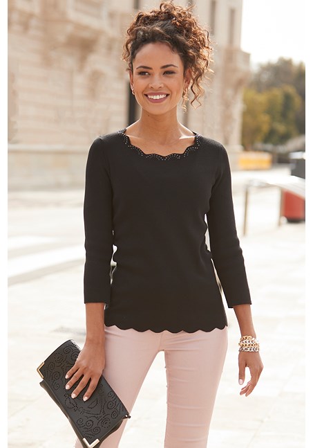 3/4 Sleeve Scallop Sweater | LASCANA